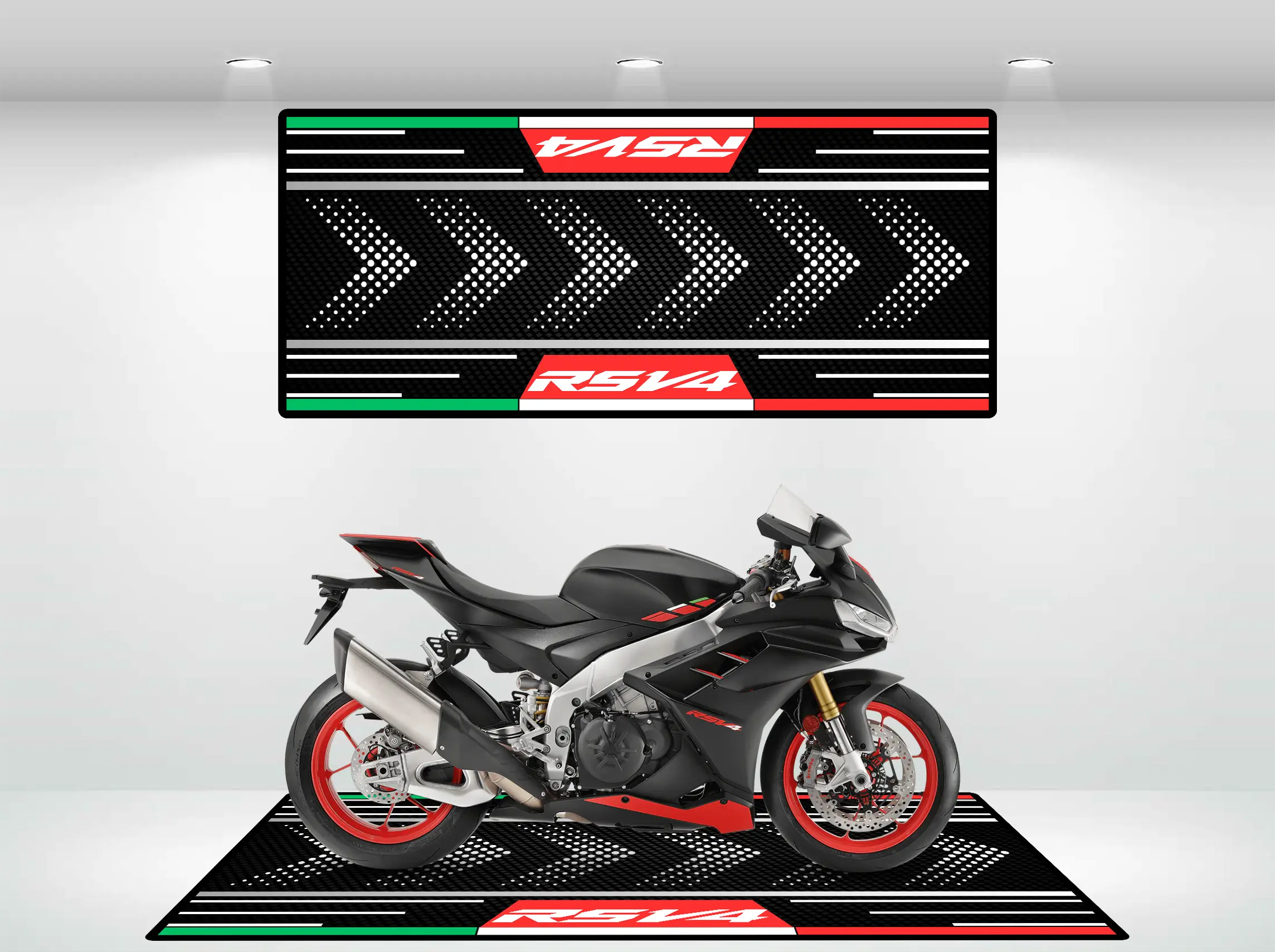 Motorcycle Mat Designed for the Aprilia RSV4 - Custom Design
