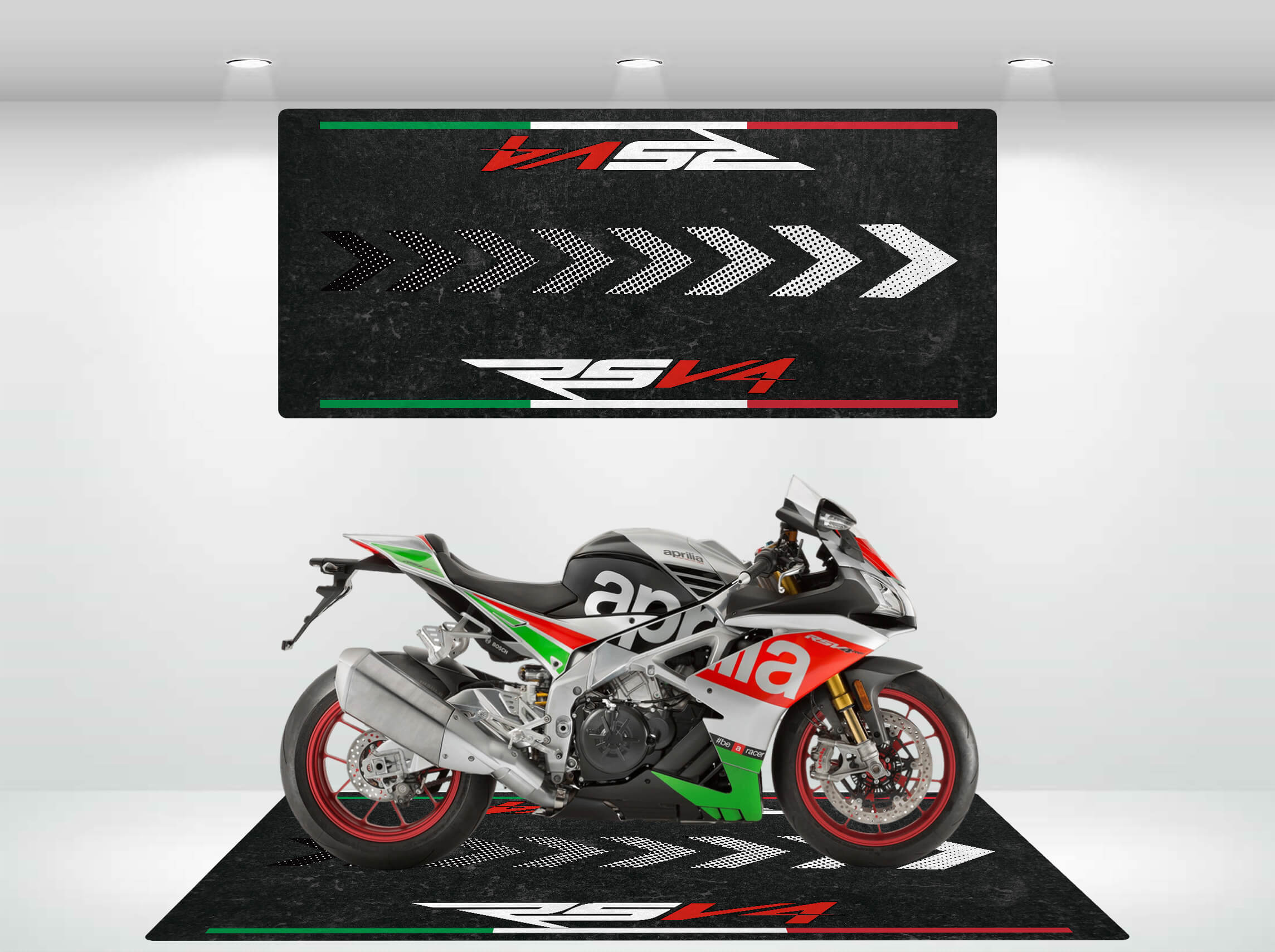 Motorcycle Mat Designed for the Aprilia RSV4 Italian - Custom Design