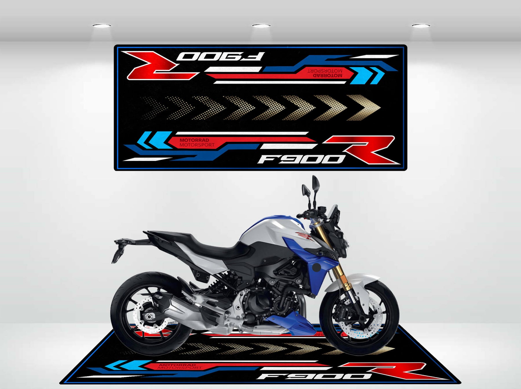 Motorcycle Mat Designed for the BMW F900R - Custom Design Garage Mat